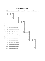 Math Spelling Printable (1st - 3rd Grade) - TeacherVision.com