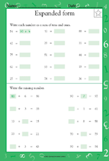 Expanded Form: Tens and Ones - Math Practice Worksheet (Grade 1 ...