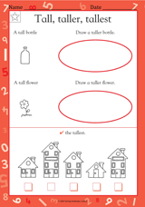 Tall, Taller, Tallest - Kindergarten Math Practice Worksheet ...