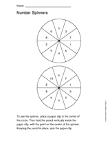 Number Spinners Printable (1st - 5th Grade) - TeacherVision.com